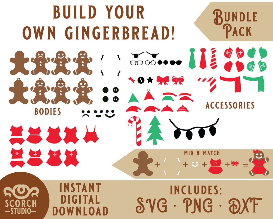 Build a Gingerbread Man | Holiday | Christmas Bundle Digital Decal ...