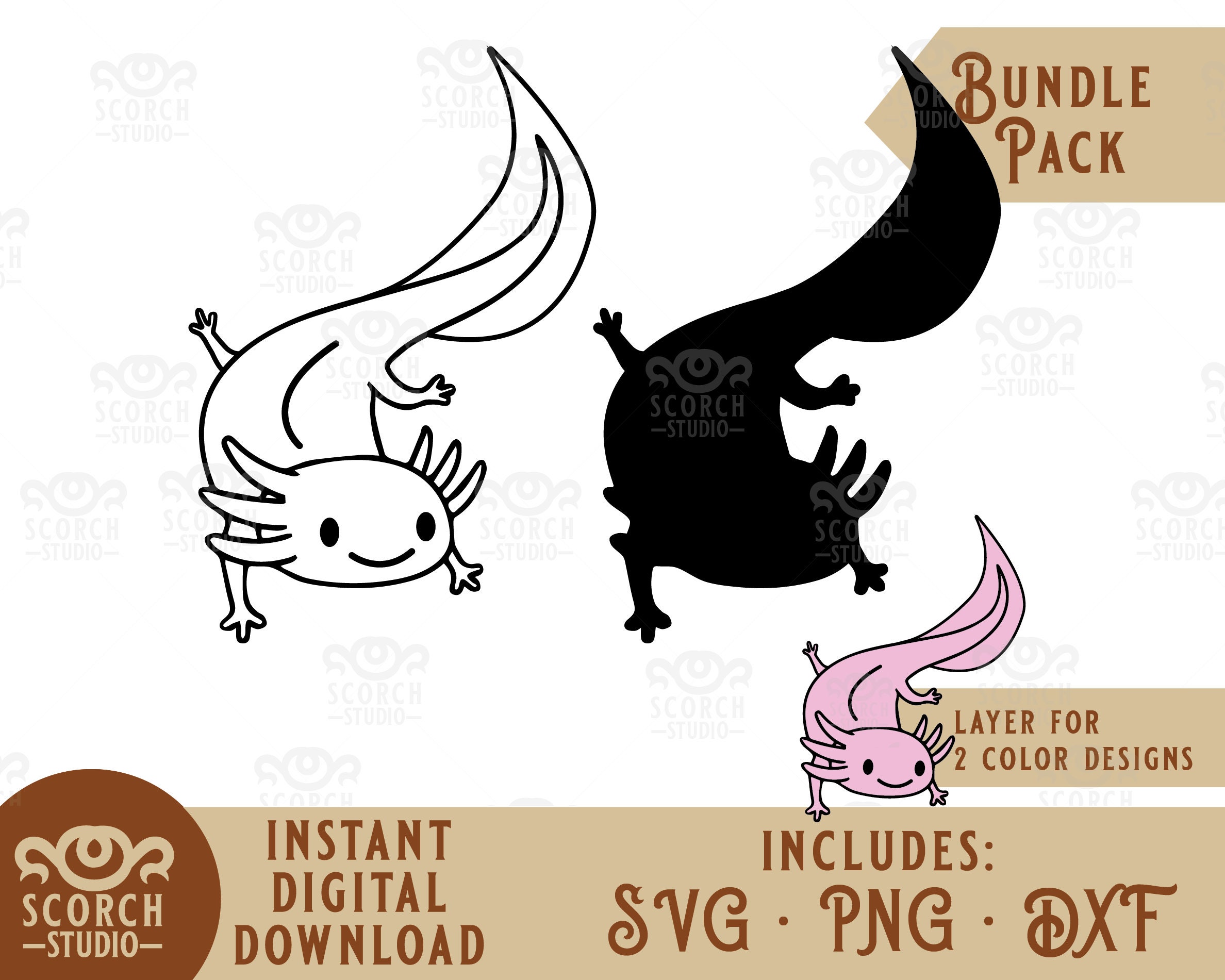 Axolotl Layerable Digital Decal Files, Cut Files for Cricut, Svg, Png ...