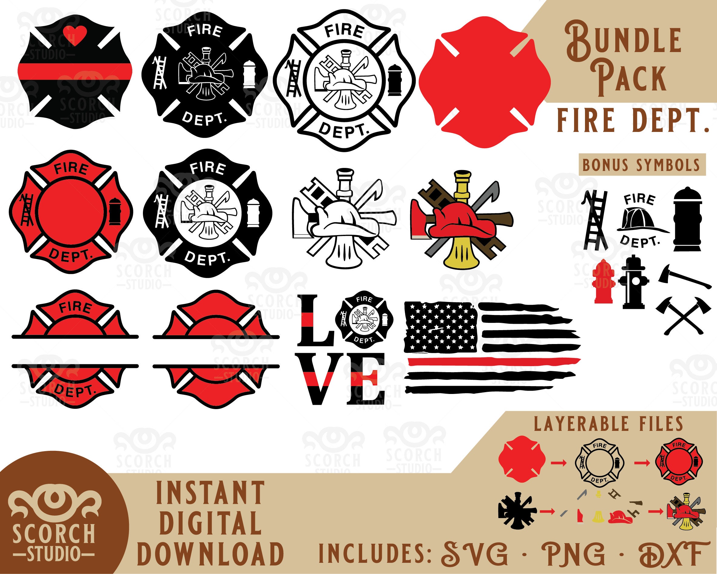 Firefighter Bundle Digital Decal Files, Cut Files for Cricut, Svg, Png ...