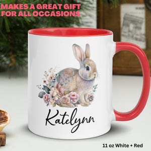Rabbit Lover Gift, Personalized Easter Mug, Easter Bunny Coffee Mug ...