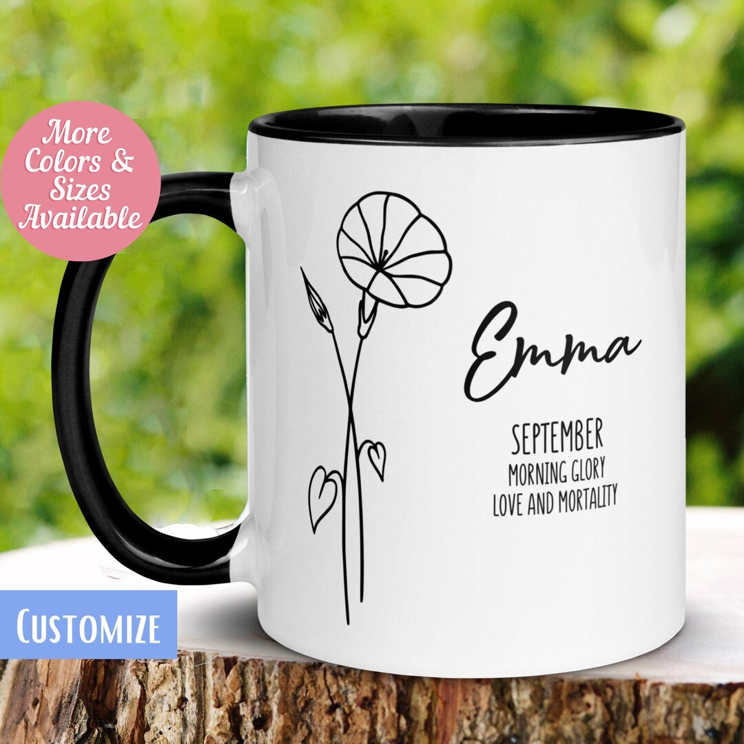September Birth Flower Mug Personalized, Morning Glory Floral Mug ...