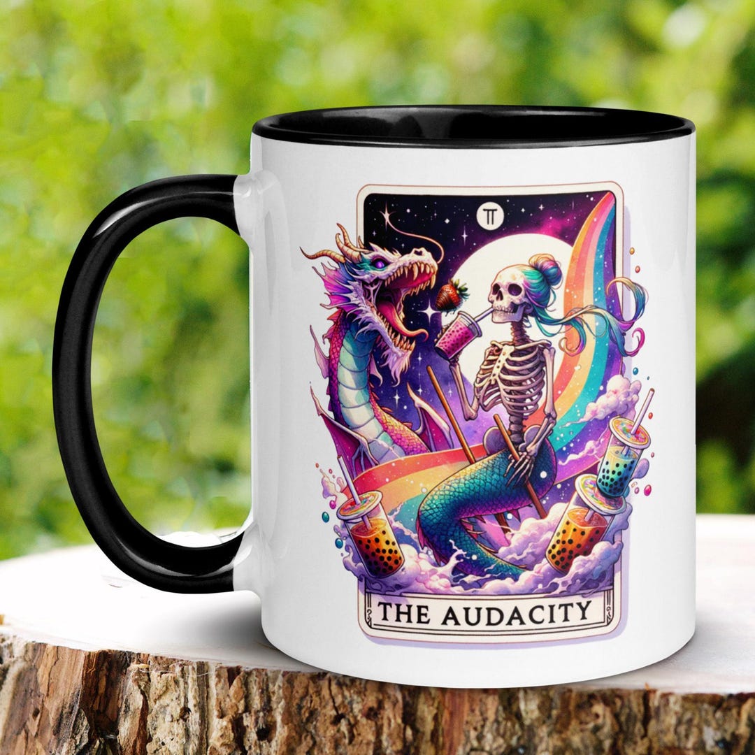 The Audacity Tarot Card, Occult Skeleton Coffee Mug, Dragon Tarot ...