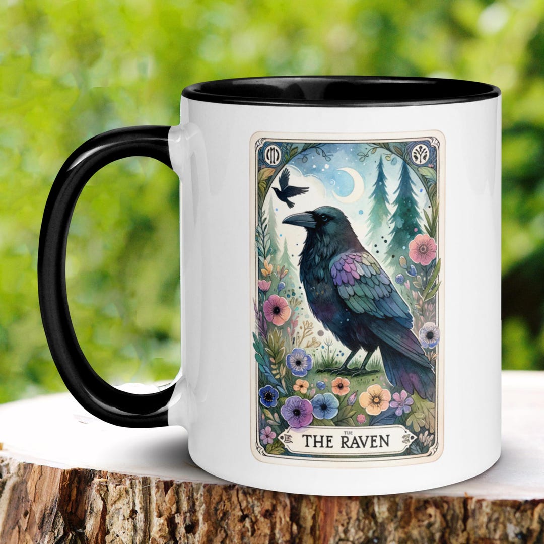 Raven Tarot Card Mug, Whimsigoth Witch Coffee Mug - Etsy