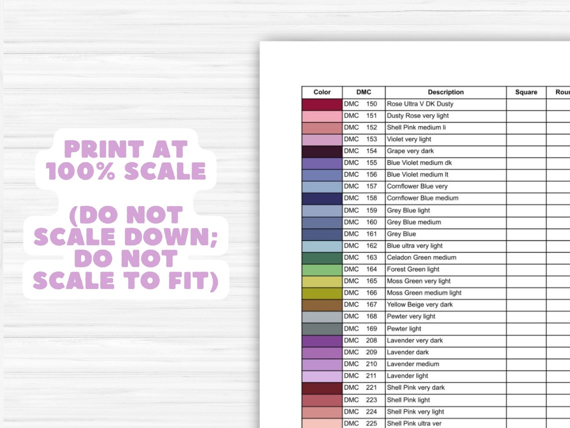 Complete List of DMC Diamond Painting Beads Color Chart (447 Colors ...