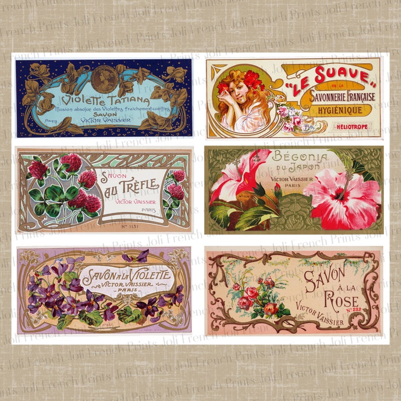 Soap and Perfume Digital Collage Sheet, Vintage Perfume and Soap Label ...