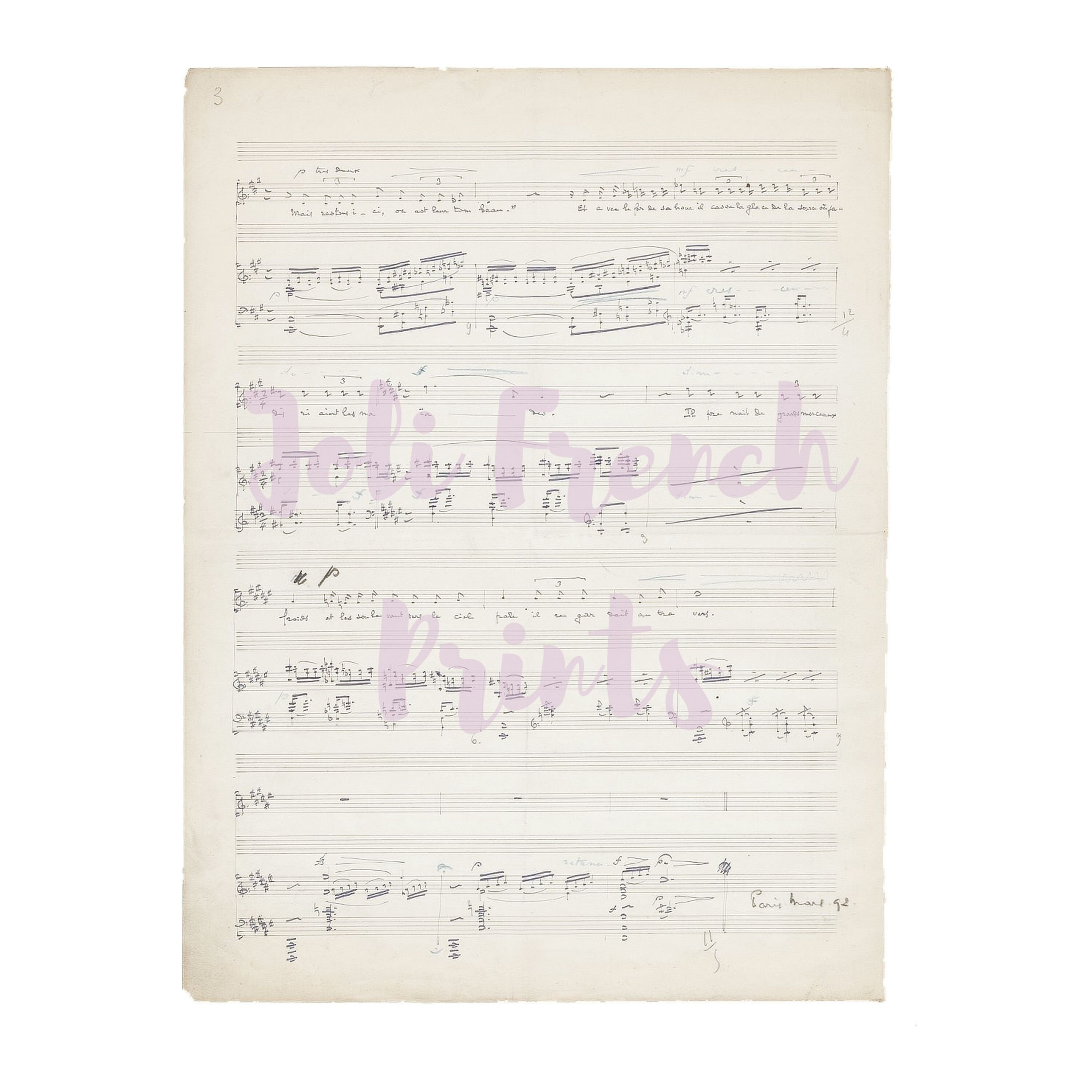 Handwritten Letters and Music Sheet, Musical Score, Manuscript ...