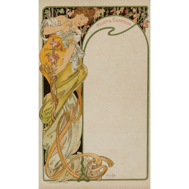 Alphonse Mucha Menu Card Images Set DIGITAL DOWNLOAD Set of 4 Vintage ...
