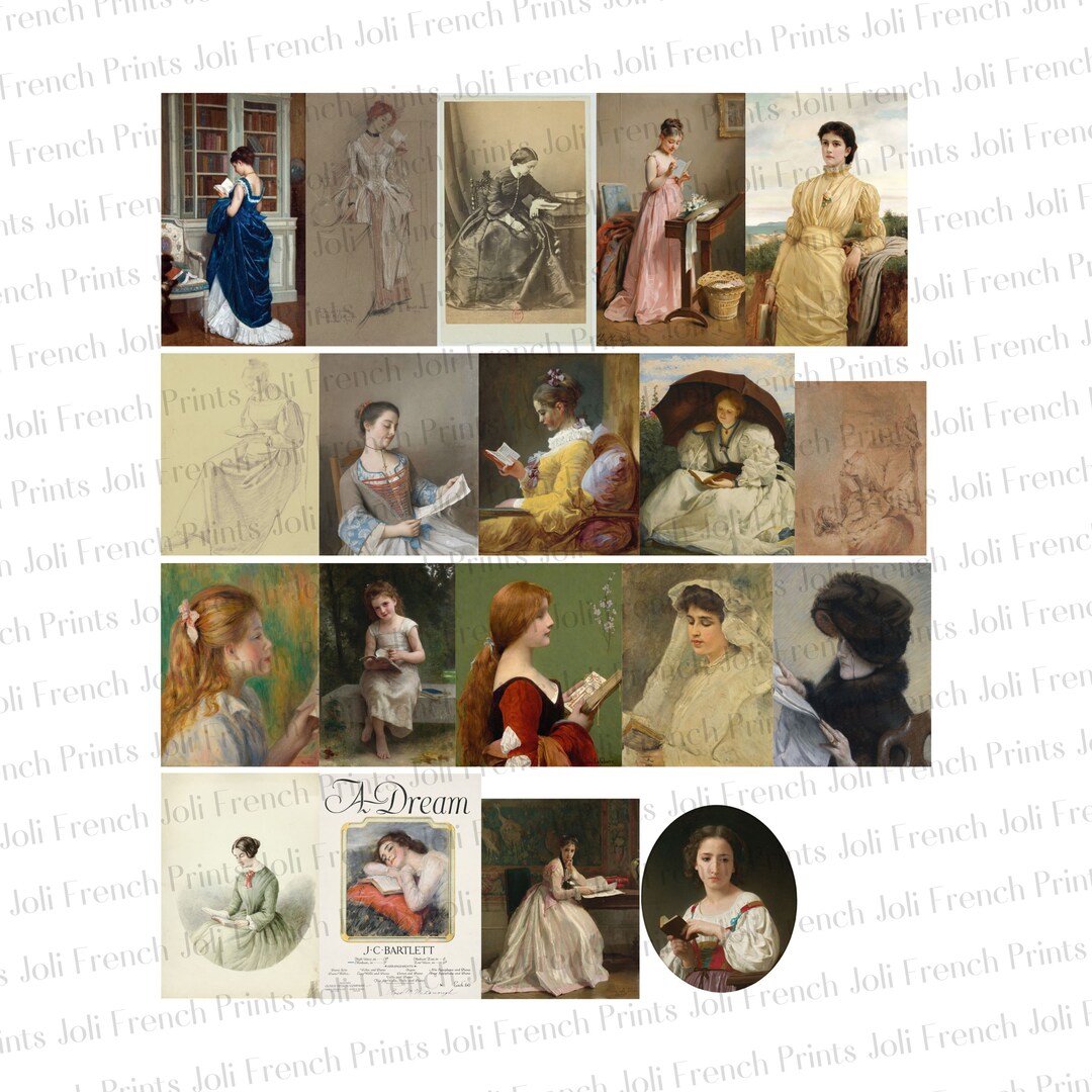 Women Who Read, Set of 41 Portrait Images of Women Reading a Book, to ...