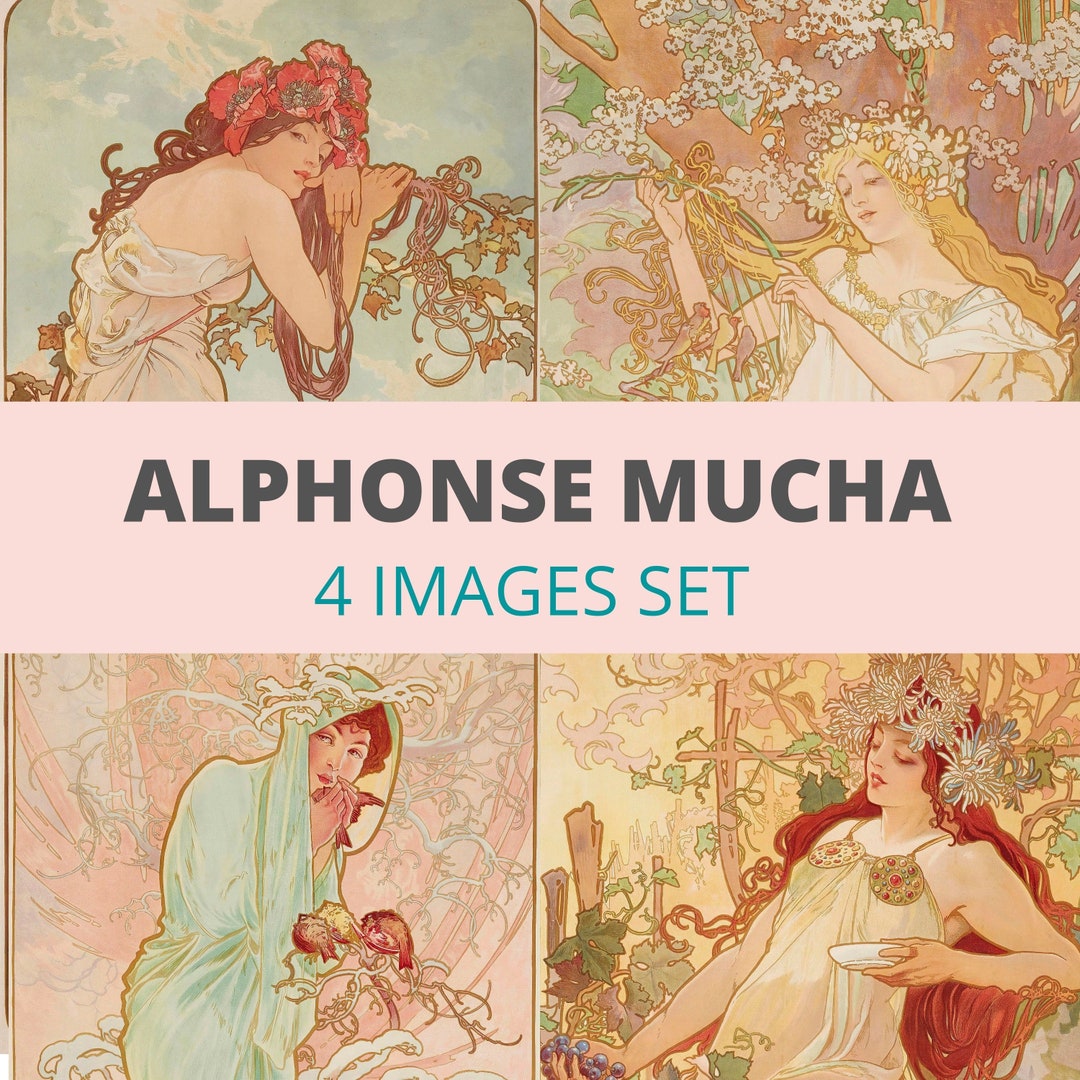 Alphonse Mucha the Seasons Images Set DIGITAL DOWNLOAD Set of 4 Vintage ...