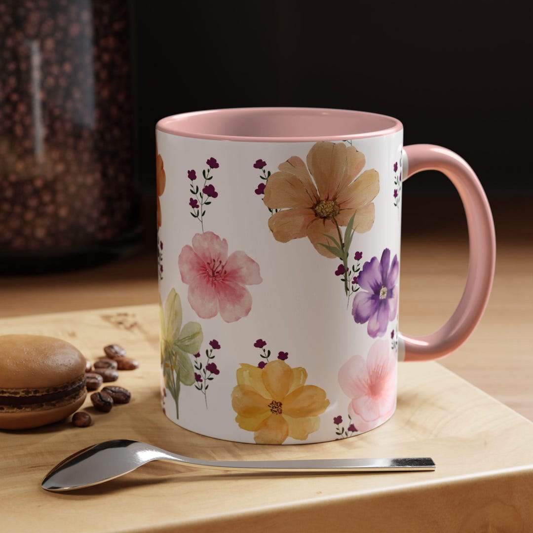 Watercolor Floral Pattern Coffee Mug | Accent Mug 11oz 15oz - Etsy