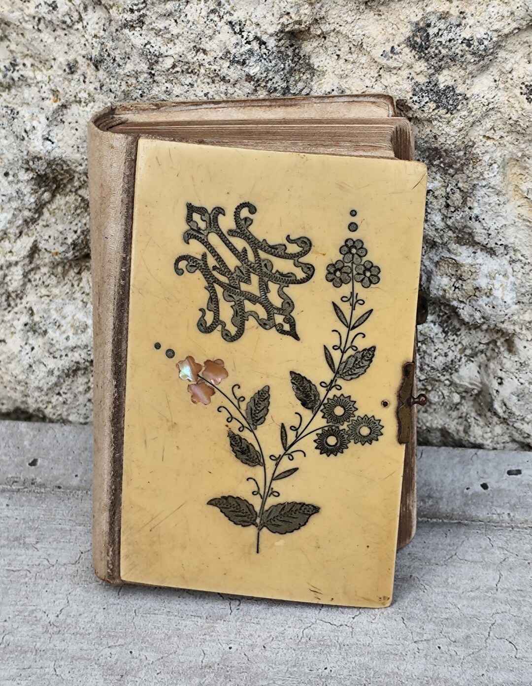 Antique French Missal Prayer Book, Celluloid With Mother-of-pearl ...