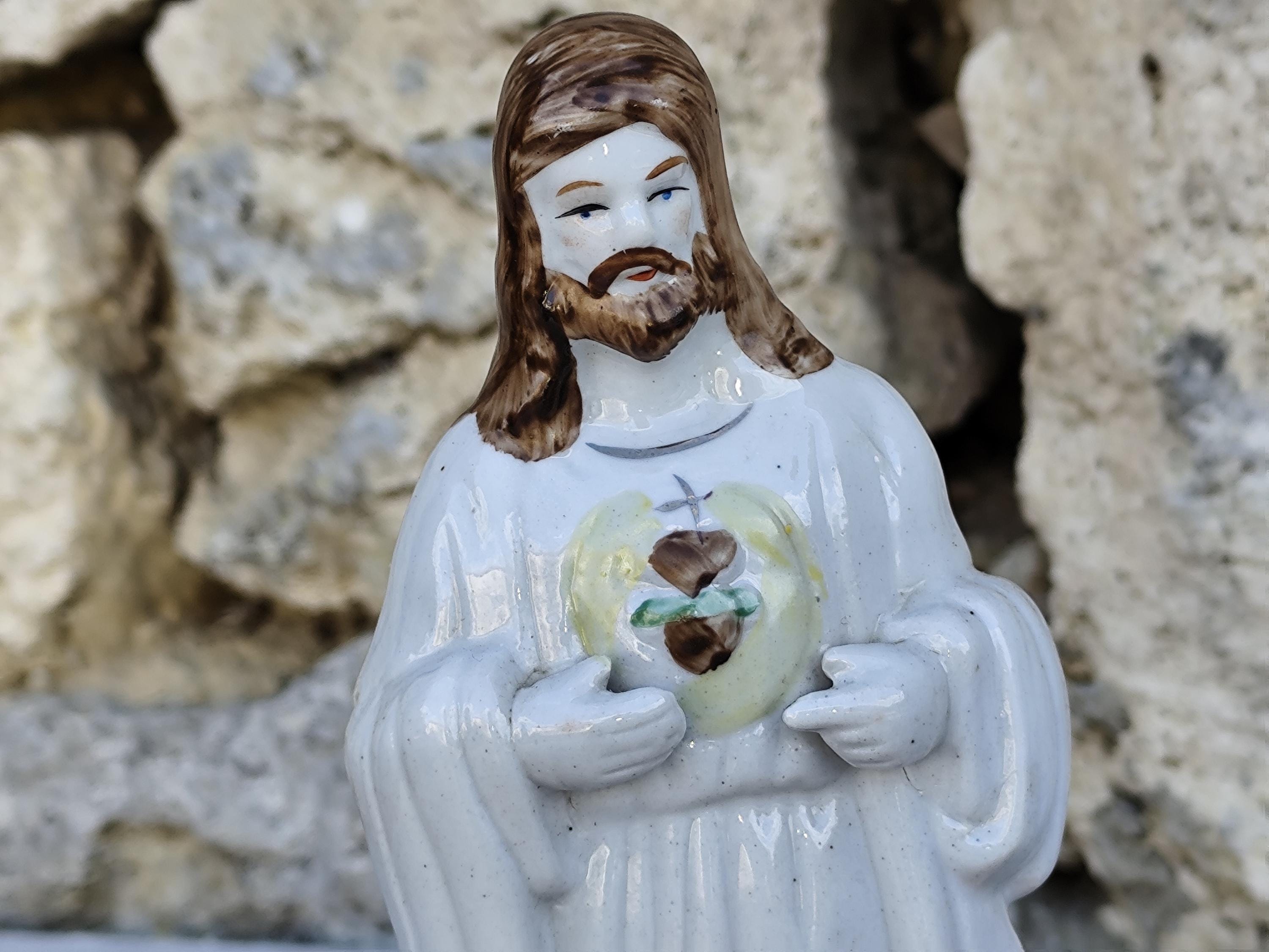 Ceramic Statue of Jesus Christ Sacred Heart - Etsy