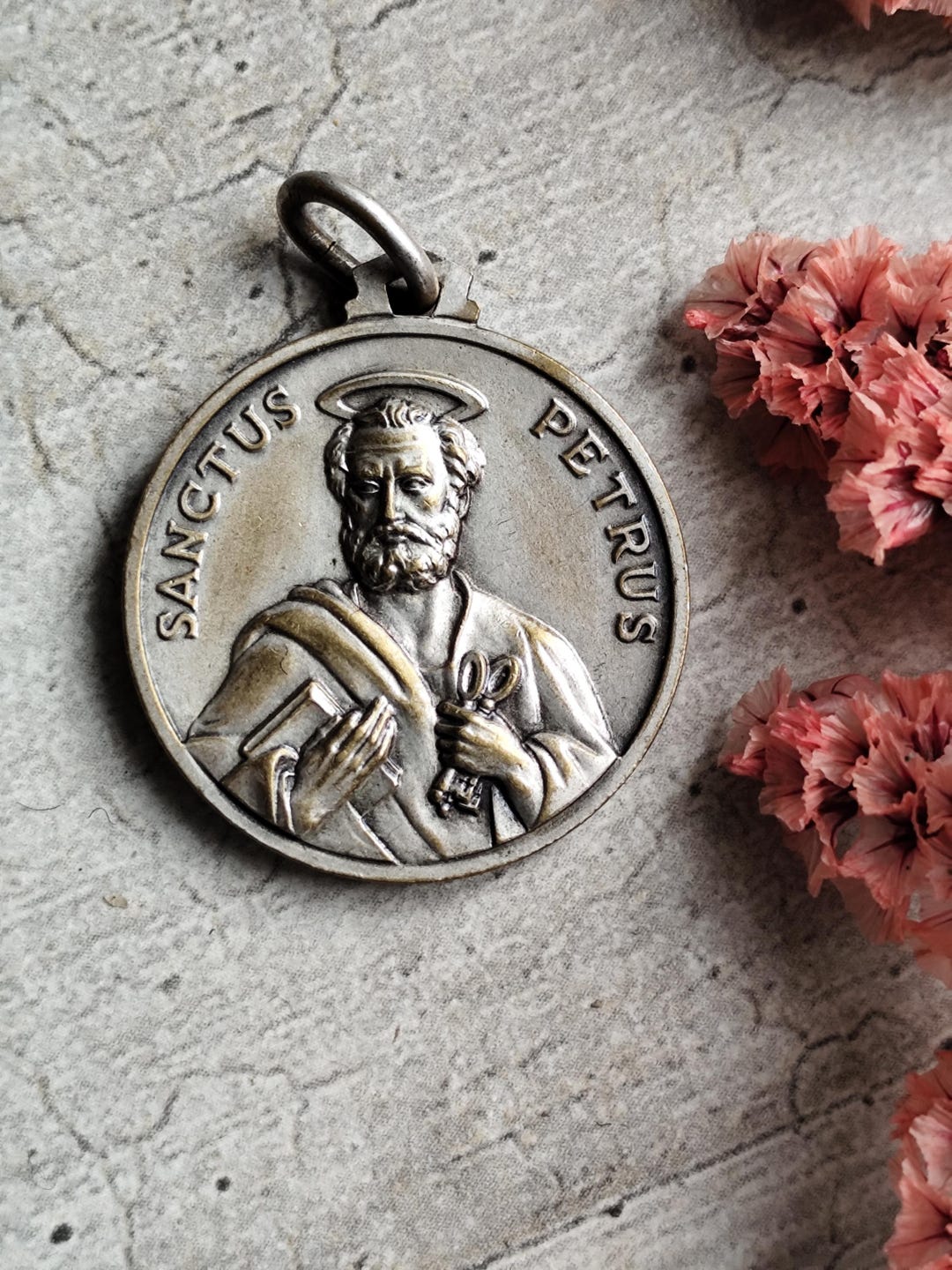 Rare Antique Religious Medal of Saint Peter Sanctus Petrus With His ...