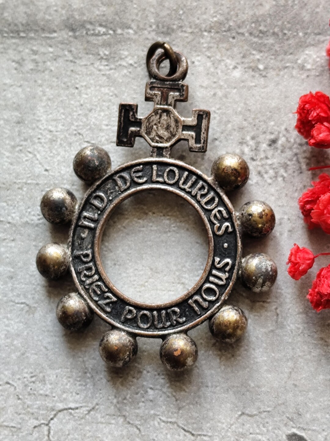 Rare French Religious Cross Rosary - Our Lady of Lourdes Rosary - Charm ...