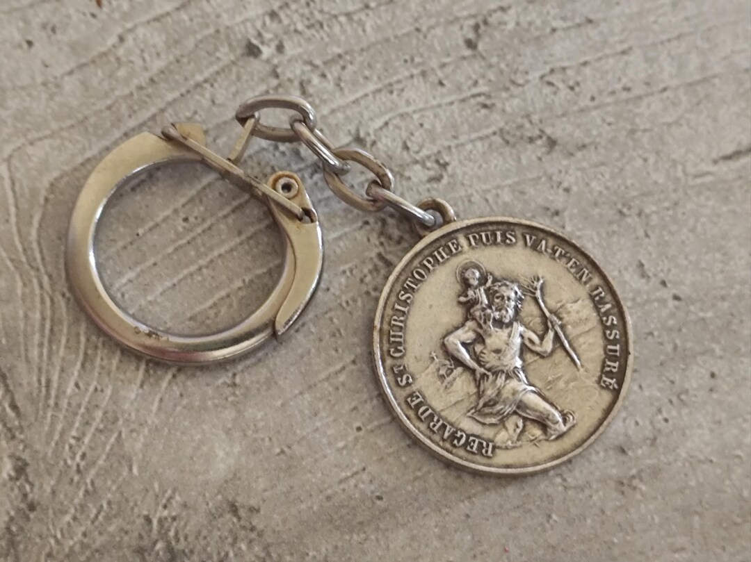 Vintage Saint Christopher Keychain - Etsy