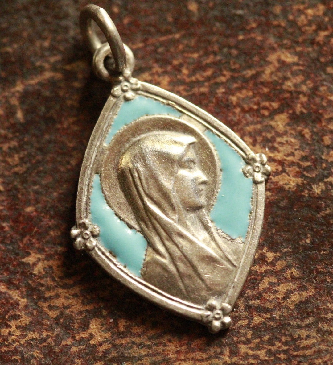 Virgin Mary Enamel Medal - Etsy