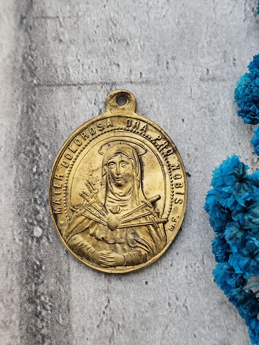 Rare Antique Religious Medal Mater Dolorosa Ora Pro Nobis and Jesus ...