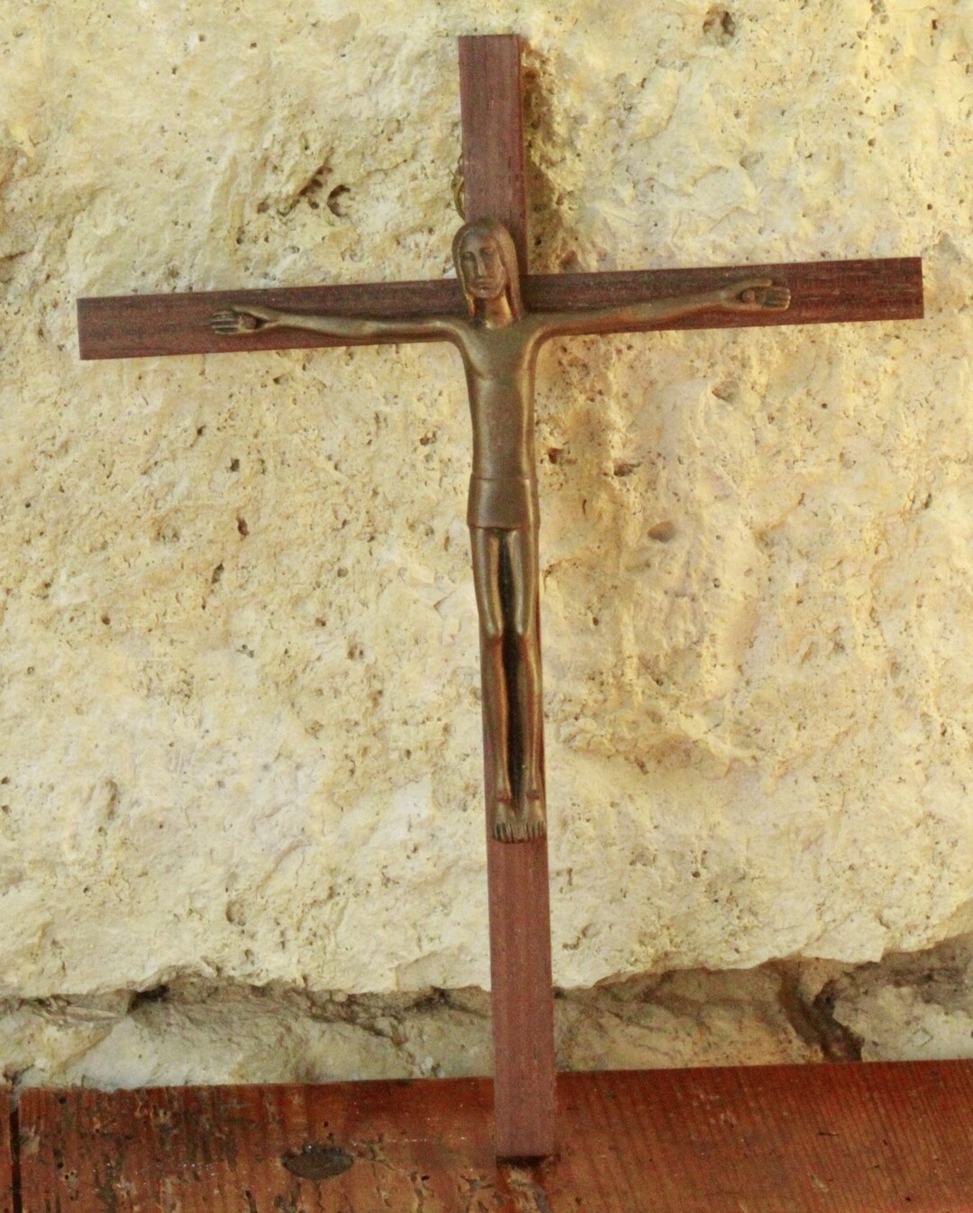 Large Crucifix Cross in Bronze and Wood - Etsy