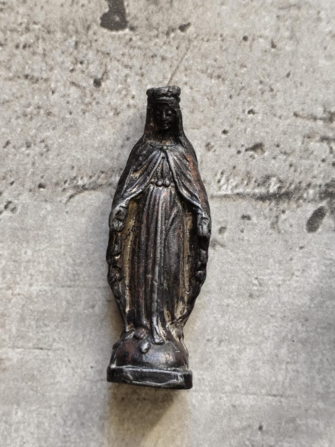 Rare Antique Small Religious Statue of the Virgin Mary in Metal - Etsy