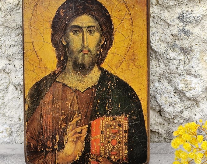 Ancient Byzantine Orthodox Icon Depicting Jesus Christ Athos XIII in ...