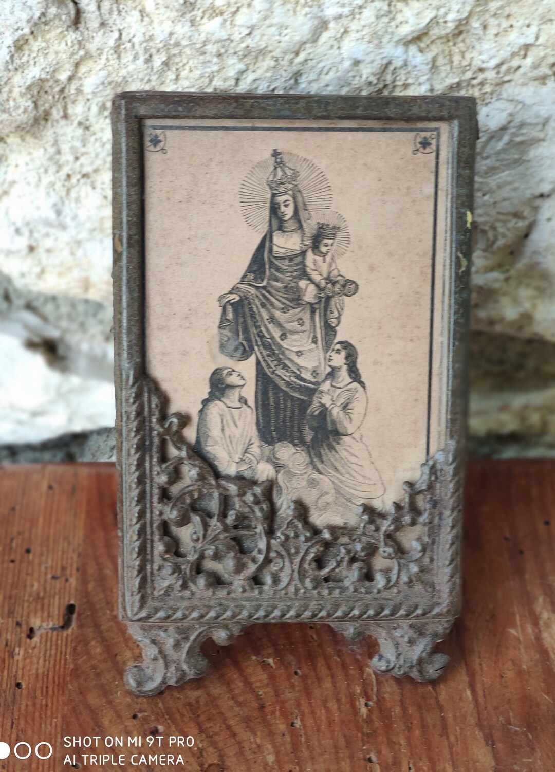 Rare Antique Religious Frame With the Virgin Mary and the Child Notre ...