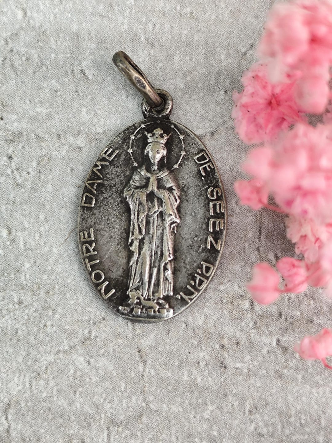 Rare Antique French Religious Medal Our Lady of Seez Pray for Us ...