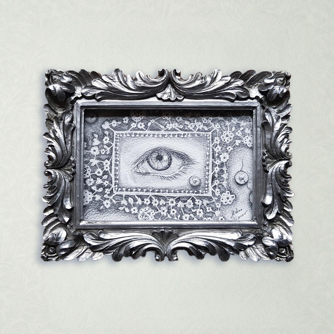 Original Lovers Eye Drawing – "love Gaze", 20 × 15 Cm, Framed, by ...