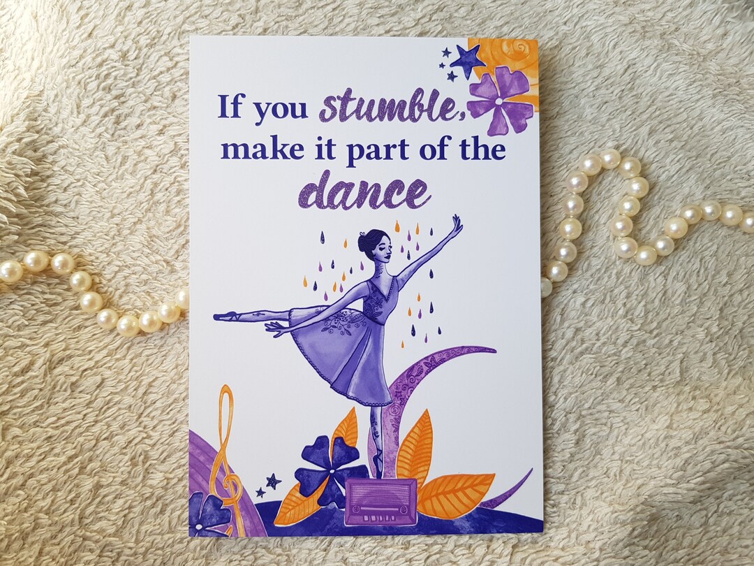 Ballerina Postcard With Saying and Glitter Ballet Postcard - Etsy