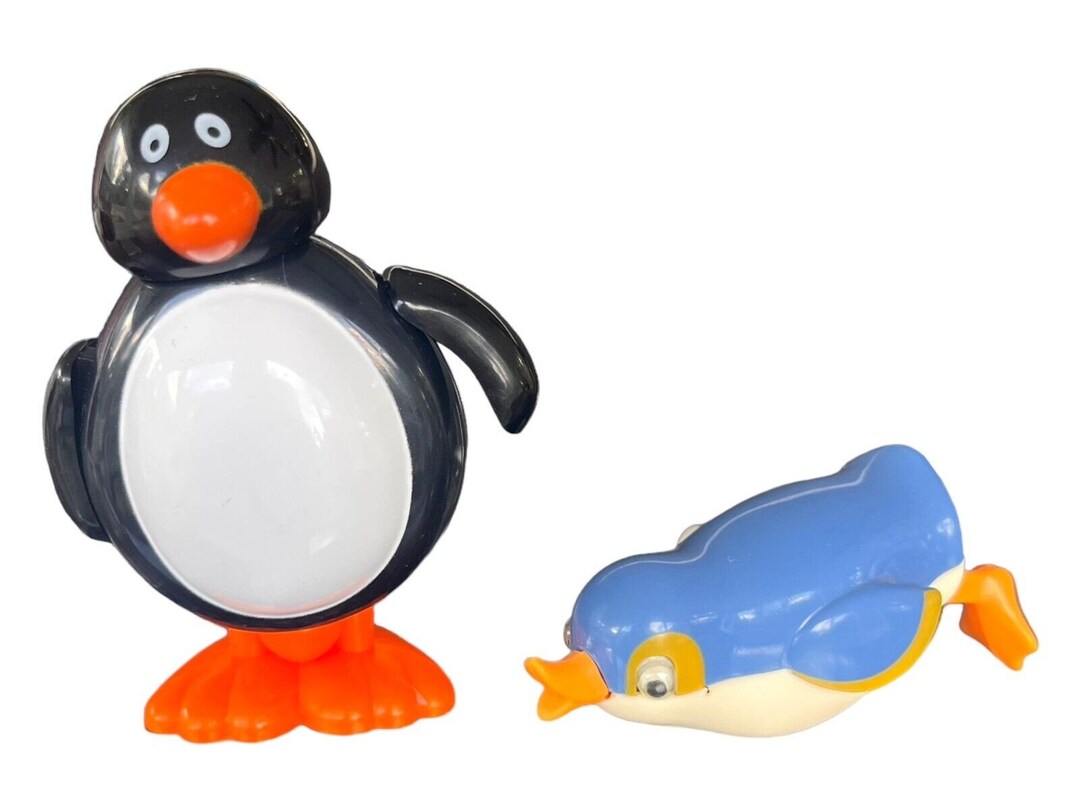 Vintage TOMY Wind up Blue Penguin Swimming Bath Toy & Wind up Black ...