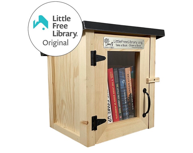 LITTLE FREE LIBRARY® Unfinished Mini With Official Charter Sign & World ...