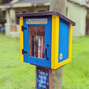 LITTLE FREE LIBRARY® Unfinished Mini With Official Charter Sign & World ...