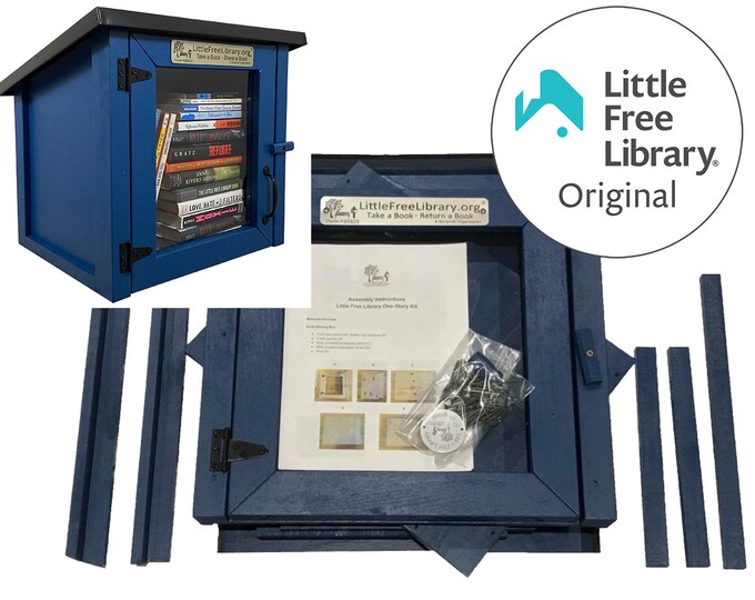 LITTLE FREE LIBRARY® Blue Cottage Kit With Official Charter Sign ...