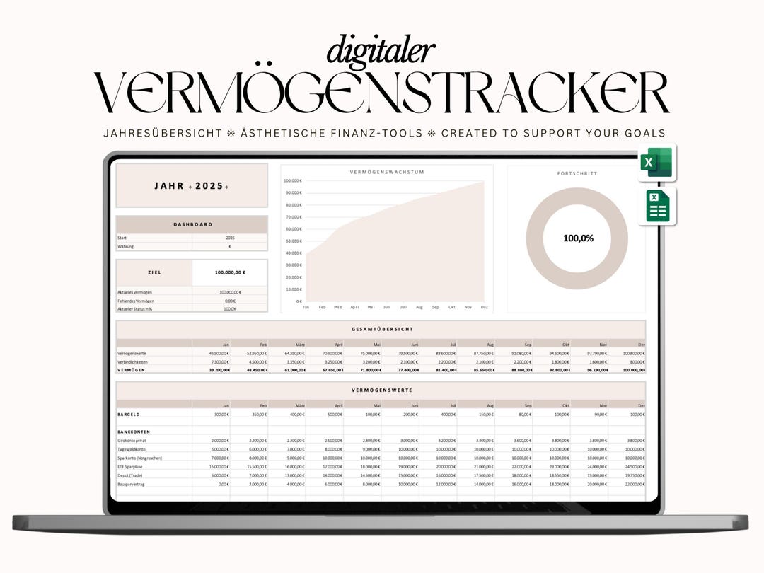 Wealth Tracker 2025 Excel | Financial Overview Template | Digital ...