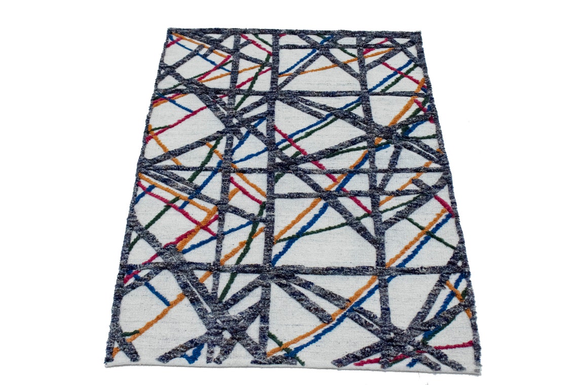 Multicolor 4x6 Modern Abstract Geometric Rug Oriental - Etsy