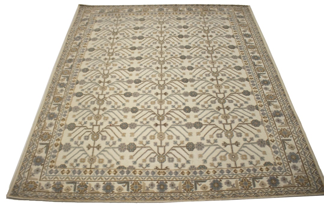 Cream Geometric 8X9 Modern Rug Oriental Natural 8X9 Area Rug Handmade ...