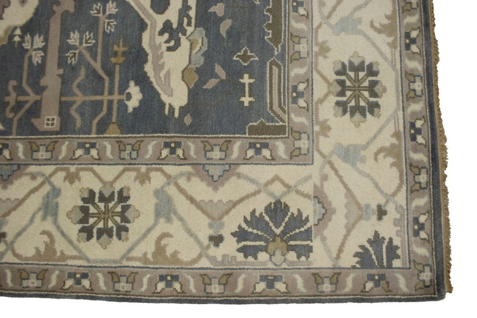 Muted Slate Grey 8x10 Traditional Floral Oushak Rug Oriental | Etsy