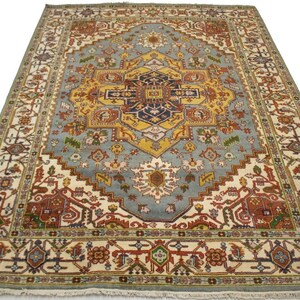 Gray 9x12 Geometric Heriz Serapi Rug Oriental Natural 12'1x8'11 Area ...