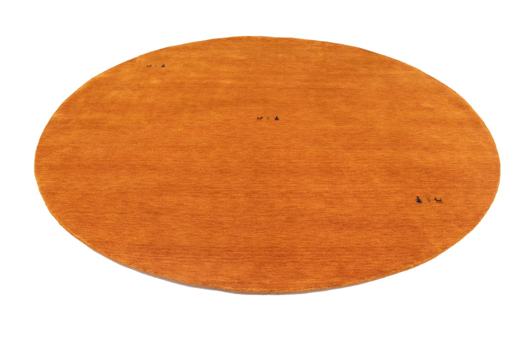 Orange 6x6 Modern Solid Color Tribal Round Rug Oriental Contemporary ...