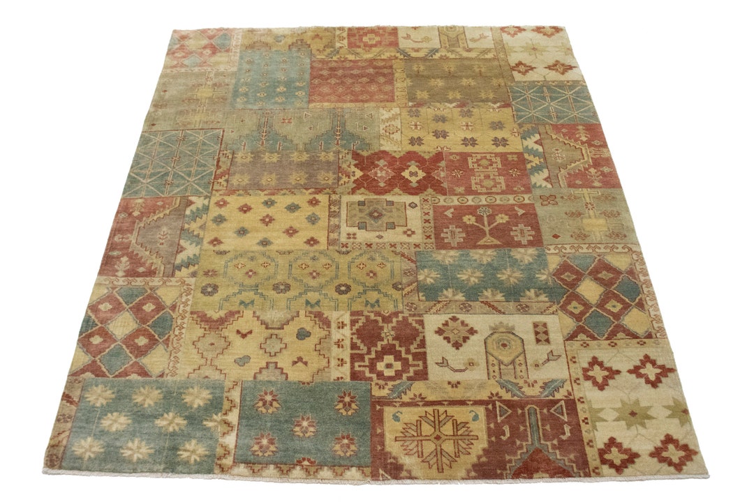 Multicolor 8x10 Geoemtric Patchwork Rug Oriental Natural 9'10x8'3 Area ...