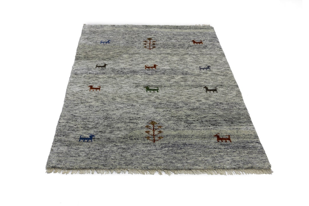 Greige 4X6 Tribal Indo-gabbeh Modern Rug Oriental Natural Wool 3'11X5'9 ...