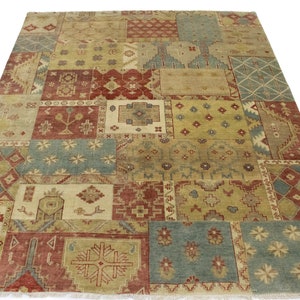 Multicolor 8x10 Geometric Patchwork Rug Oriental Natural 9'10x8'2 Area ...
