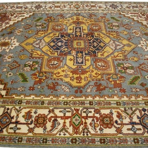 Gray 9x12 Geometric Heriz Serapi Rug Oriental Natural 12'1x8'11 Area ...