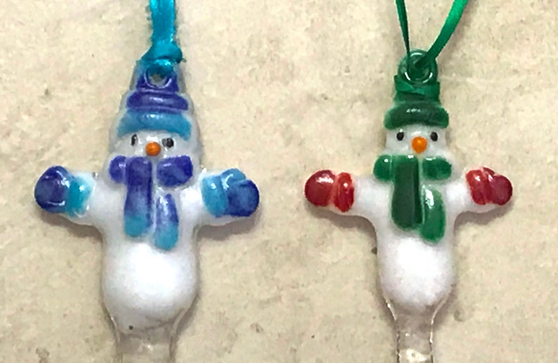 Kiln Formed Glass Medium Snowman Snowperson Icicle Ornament Christmas ...