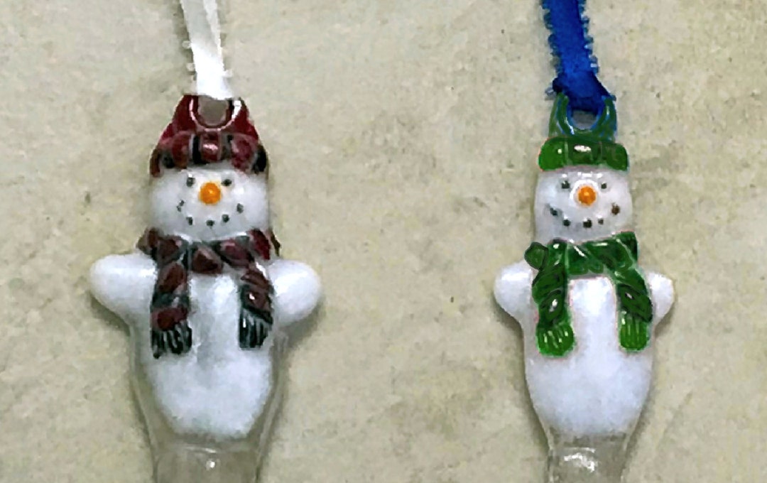 Kiln Formed Glass Large Snowman Snowperson Icicle Ornament Christmas ...