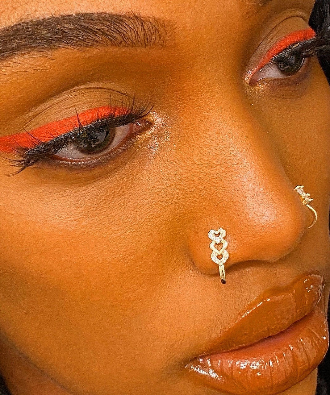 Trio Heart Nose Crawler Triple Heart Nose Stud Heart Nose - Etsy