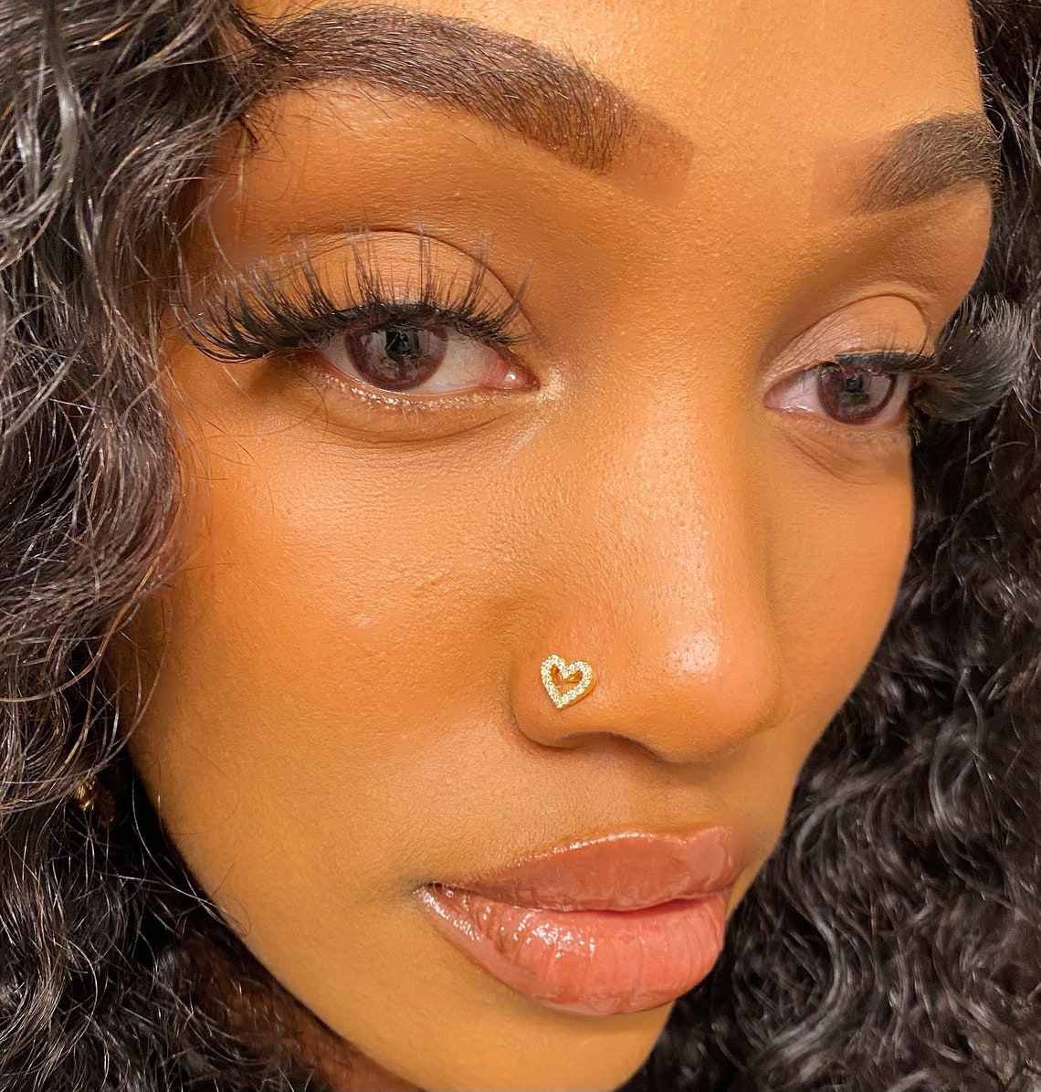 Diamond Heart Nose Stud 20g Nose Rings Heart Nose Pin Nose - Etsy Canada