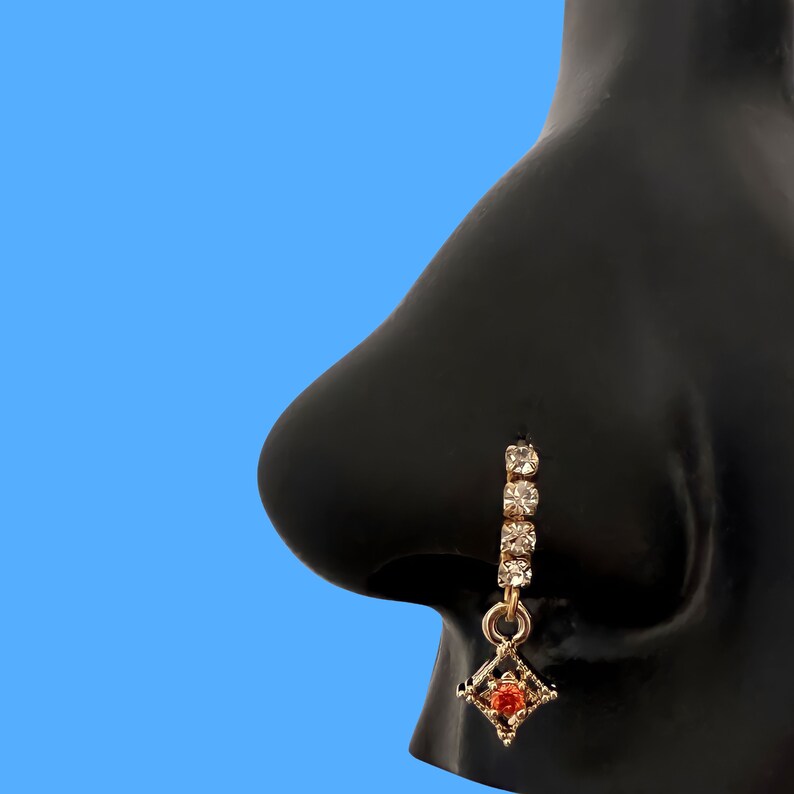 Red Diamond Nose Hoop, Nose Pin, Nose Jewelry, Nose Piercings, 20g Nose ...