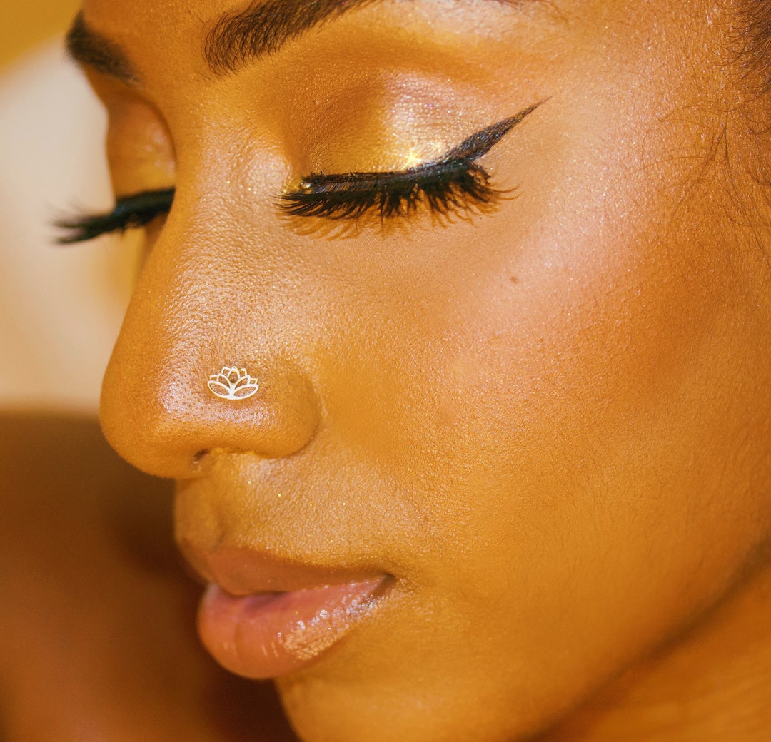 Lotus Flower Nose Ring, Nosestud, Nose Pins, Nose Hoops, 14kt Gold - Etsy