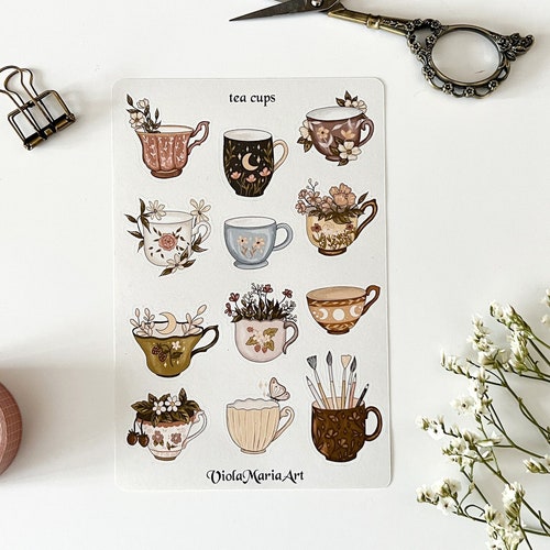 Tea Cups Sticker Sheet - Etsy