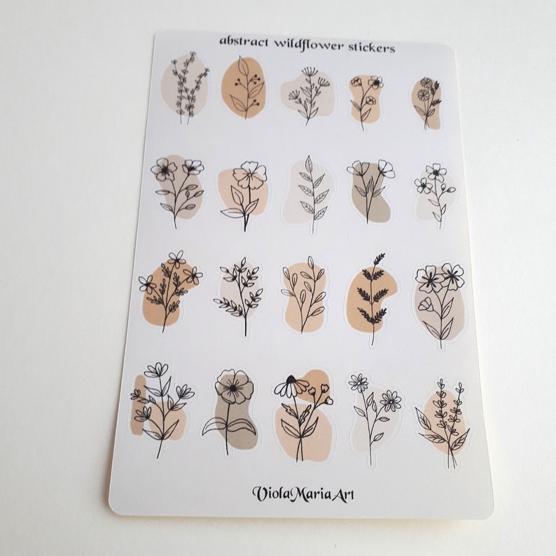 Abstrakte Wildblumen Sticker braune Töne Bullet Journal - Etsy.de
